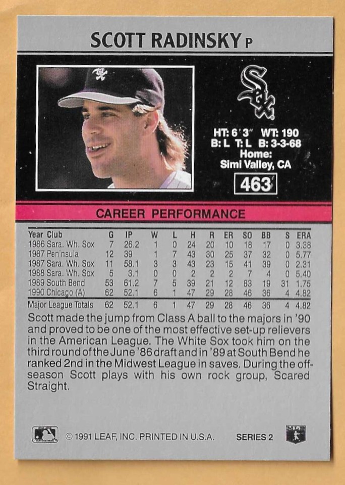 SCOTT RADINSKY CHICAGO WHITE SOX #463 - LEAF NM-MT 1991 | eBay
