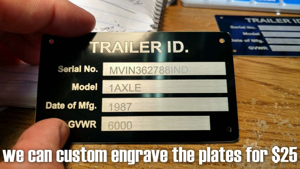 Blank Med Trailer Truck Equipment frame Plate Serial Model # ID Tag ...