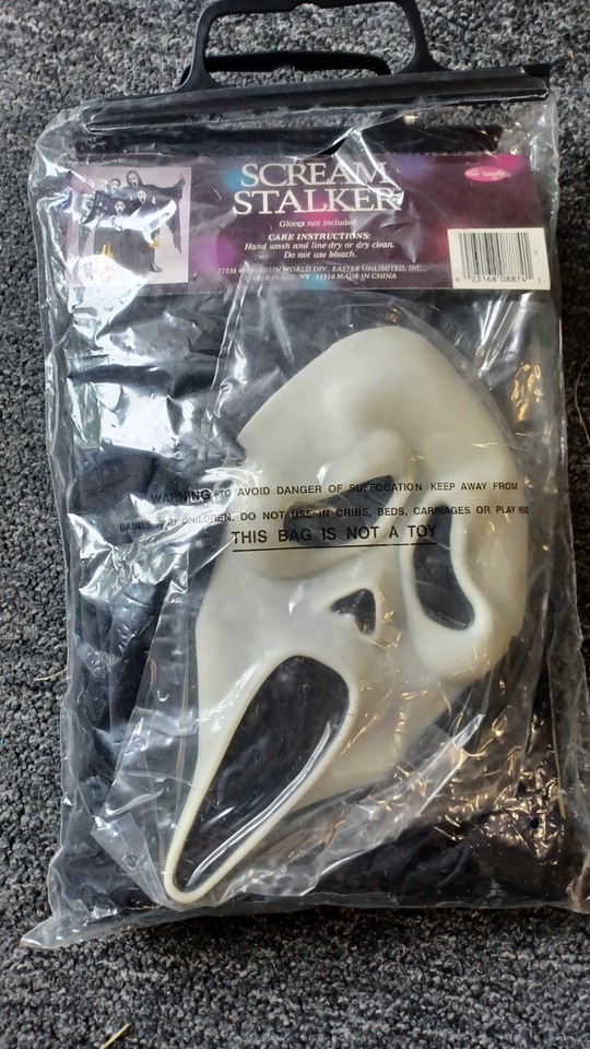 Vintage 1990's SCREAM GHOST FACE MASK Stalker Costume Fun World Easter ...