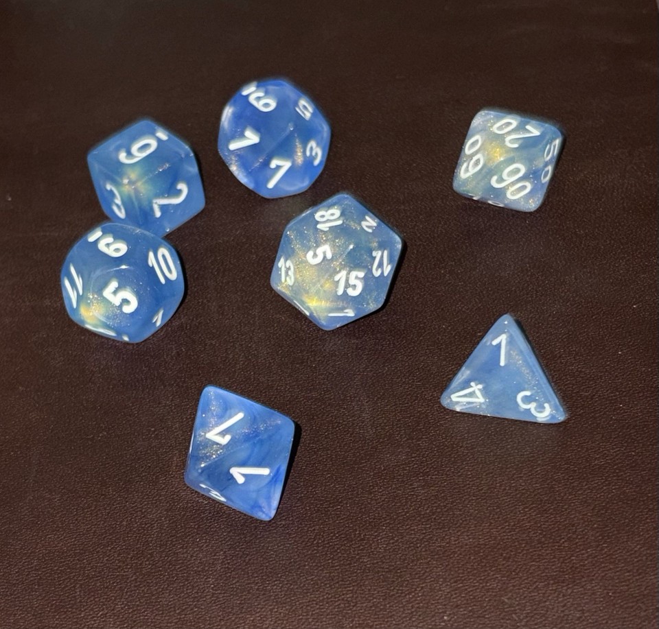 Chessex OG Borealis Sky Blue Dice Set - CHX 27426 LE 612 - Full Set HTF ...