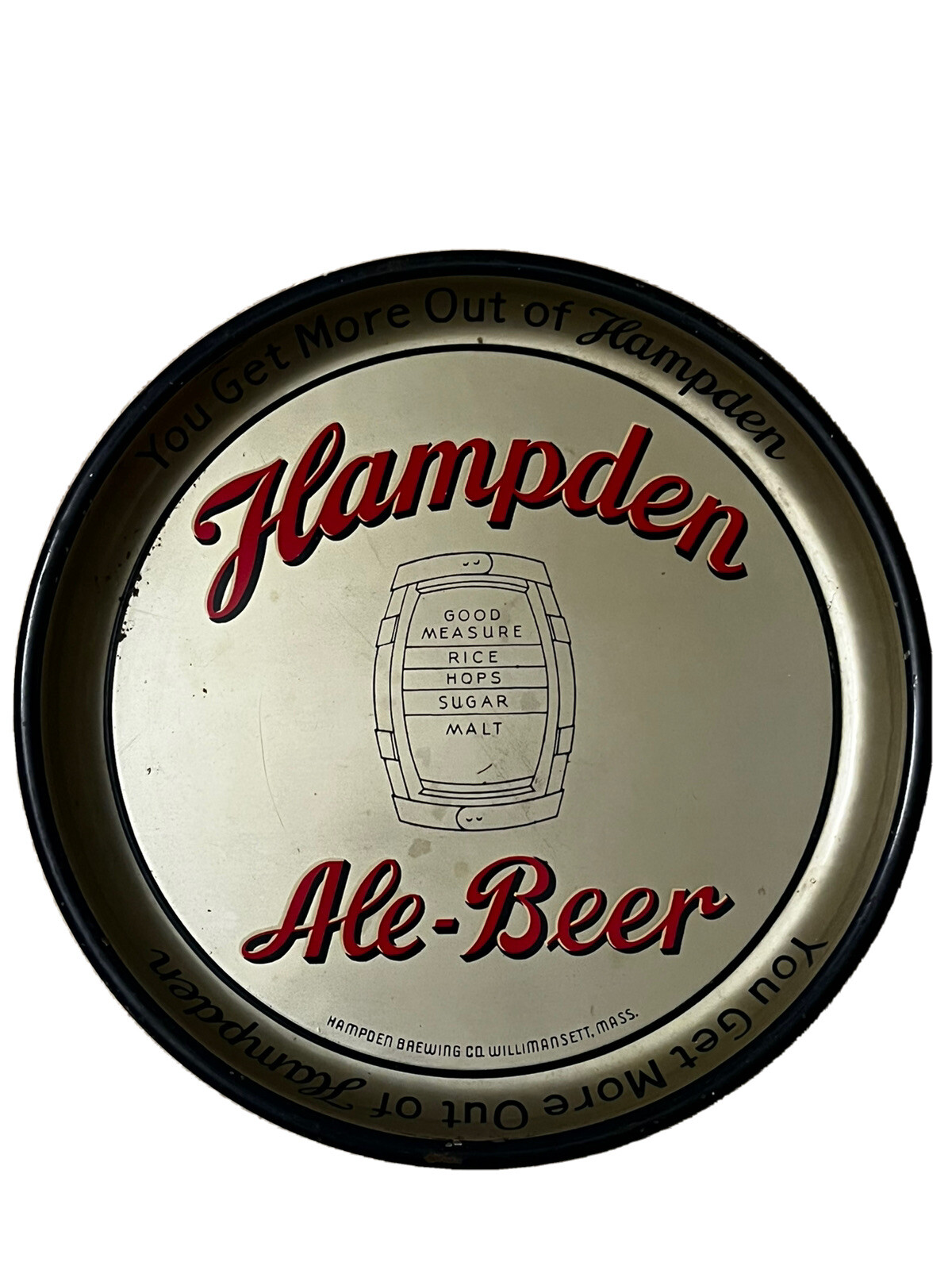 “Get more out of…” HAMPDEN VTG BEER-ALE TRAY, 13 INCH METAL TRAY ...