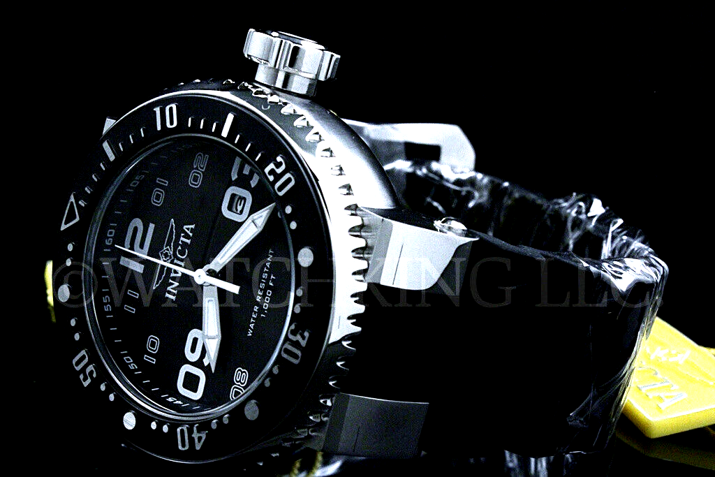NEW Invicta Men 52MM Grand Pro Diver Blak Dial White Accent SS Black ...