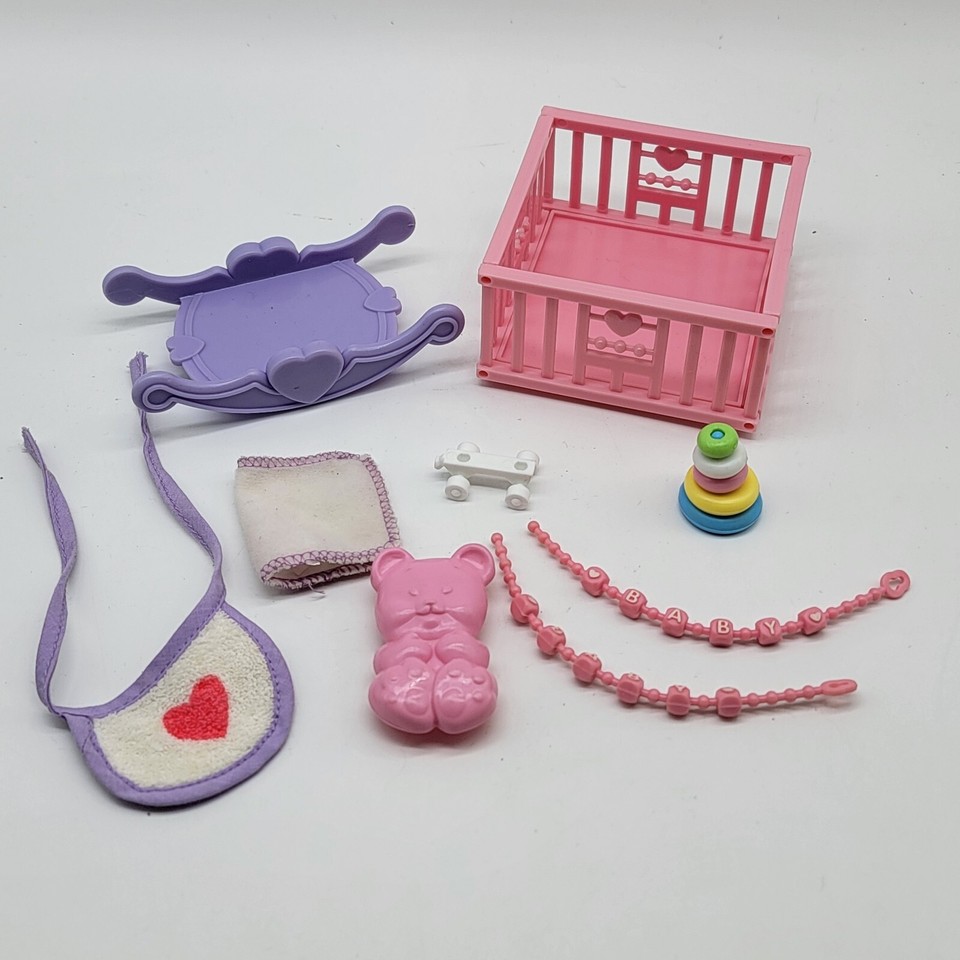 Vtg My Little Pony Lullaby Nursery Parts Crib Rocker Stacking Toys Bib ...