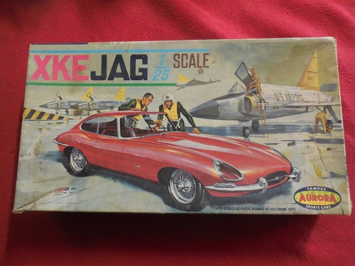 Rare Vintage Aurora Jaguar XK-E Car Model Kit 1/25 Scale # 566-149 Red ...
