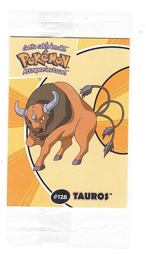 2000 Danone Pokémon #128 Tauros Stadium Tip Card Gotta Catch em all ...