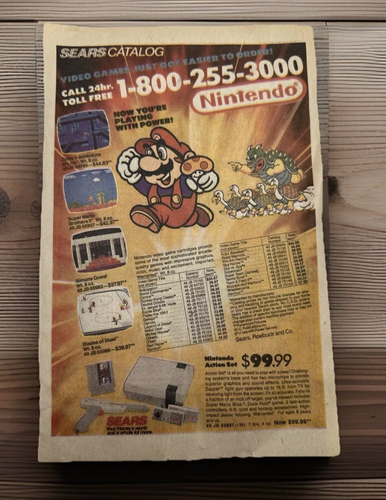 1989 Nintendo NES Sears Mario Vintage Print Ad/Video Game Art 80s Matte ...