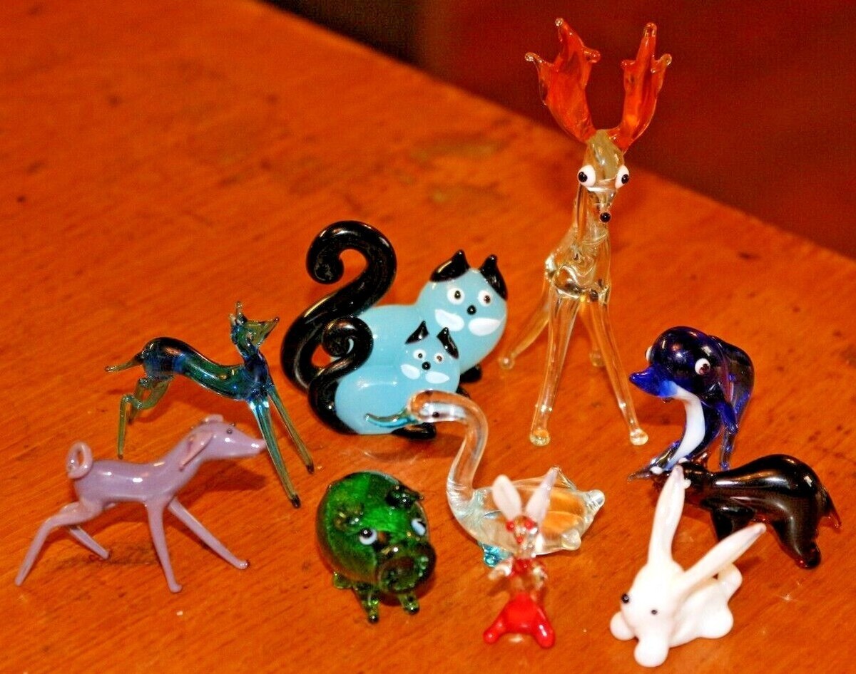 Lampwork Animal Figures Glass Donkey Figurine Lampwork Donkey Mini