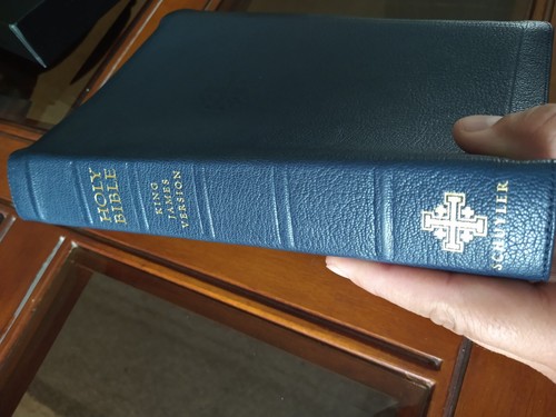 KJV Schuyler Canterbury Holy Bible Blue Goatskin Full Yapp | eBay