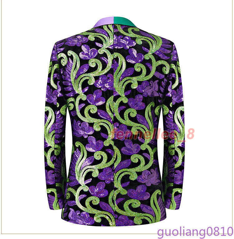 Velvet Floral Sequins Jacquard Dress Stage Performance Suit Host's ...