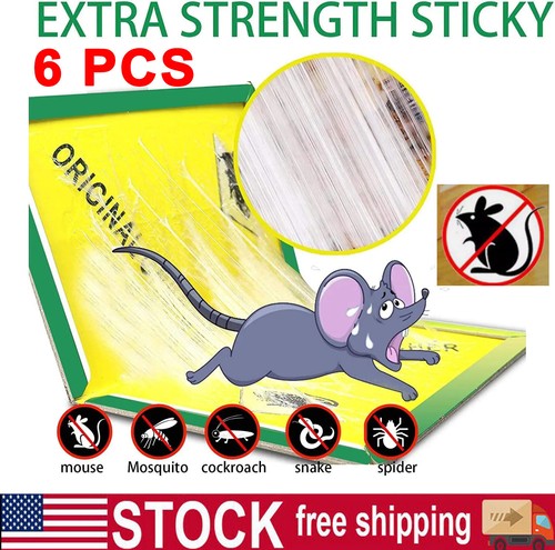 6 Pack Large Mice Mouse Glue Traps Rodent Catcher Rat Board Indoor ...