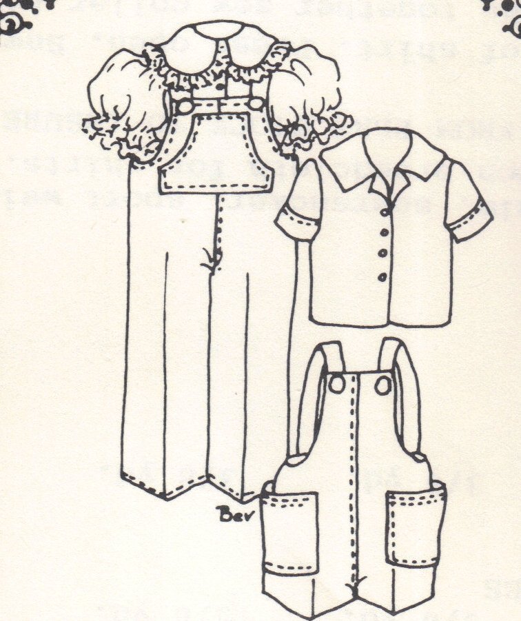 Sewing Clothes jean top Pattern fits 13 14" Little Darling Kish Betsy ...