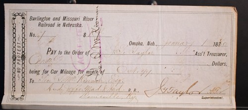 Burlington & Missouri River Railroad in Nebraska NE 1880 Antique Bank ...