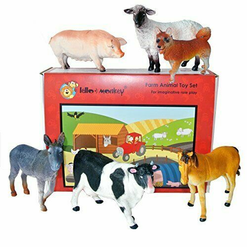 Lello & Monkey Farm Animal Plastic Toy - Pack of 6 for sale online | eBay
