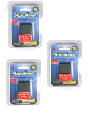 MaximalPower 3PC Battery Compatible For CANON NB-1L NB-1LH NB1L ...