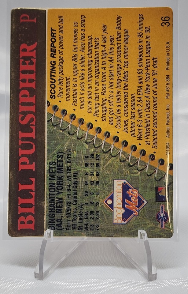 Bill Pulsipher 1994 Action Packed #36 | eBay