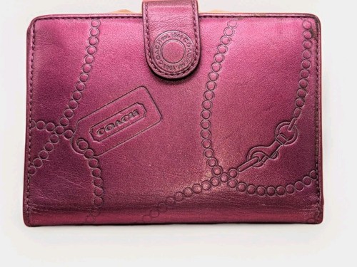 Coach Chain and Tag Patte/Raspberry/Pink Leather Wallet Slim ...