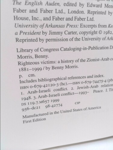 Righteous Victims: A History of the Zionist-Arab Conflict, 1881-1999 ...