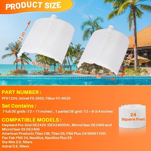 24 Sq. Ft. Swimming Pool DE Filter Grids Compatible- Haywad Jandy ...
