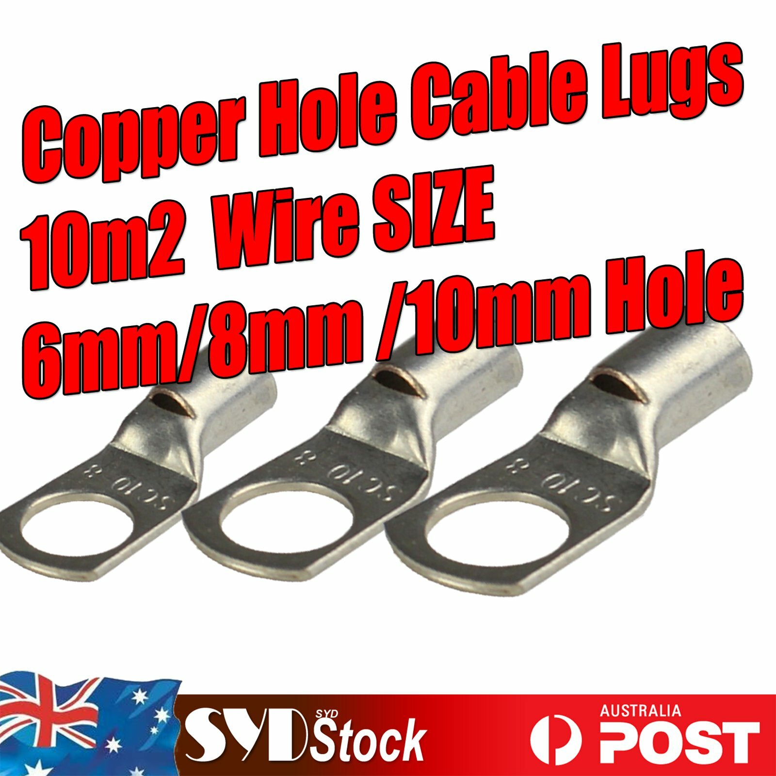 Copper Terminals 10m2 7-8 AWG Electrical Cable Lugs Battery Connectors ...