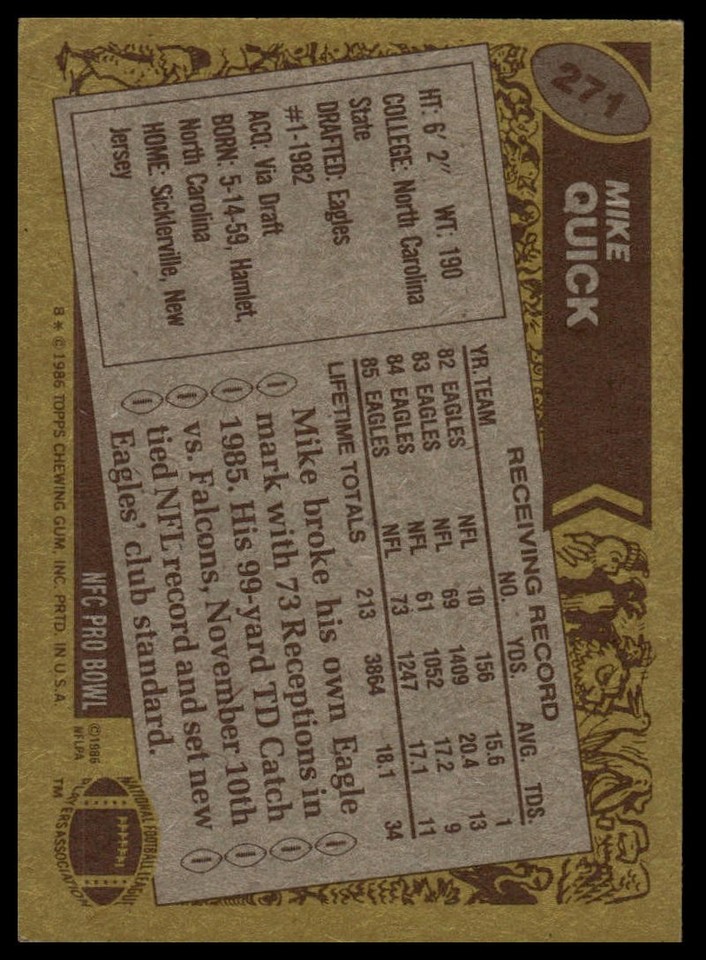 1986 Topps #271 Mike Quick | eBay
