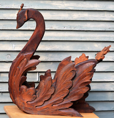 Rare, One-of-a-Kind Folk Art Wooden Swan Hand-Carved by Hector Juan ...