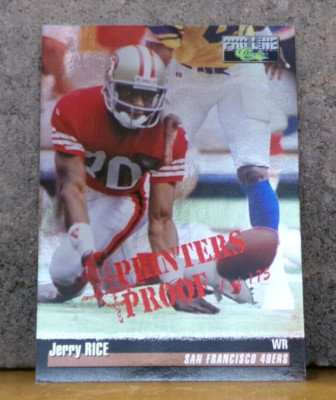 COOL FOOTBALL CARD RARE JERRY RICE MIRROR PRINTERS PROOF 1 OF 175 S.F ...