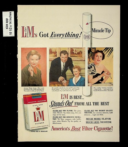1955 L&M Cigarettes Diana Lynn Stu Erwin Vintage Print Ads 9455 | eBay