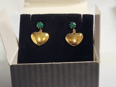 1992 Avon Birthstone Heart May / Simulated Emerald Earrings | eBay