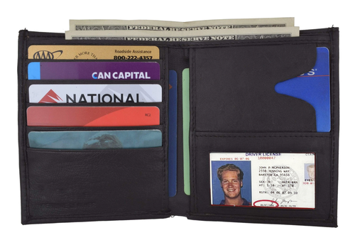 Men's Genuine Leather Cowhide Tall Bifold European Hipster Wallet 7 ...