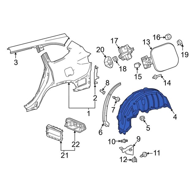 TOYOTA OEM 2020 Highlander Quarter Panel-Wheelhouse Liner Right ...