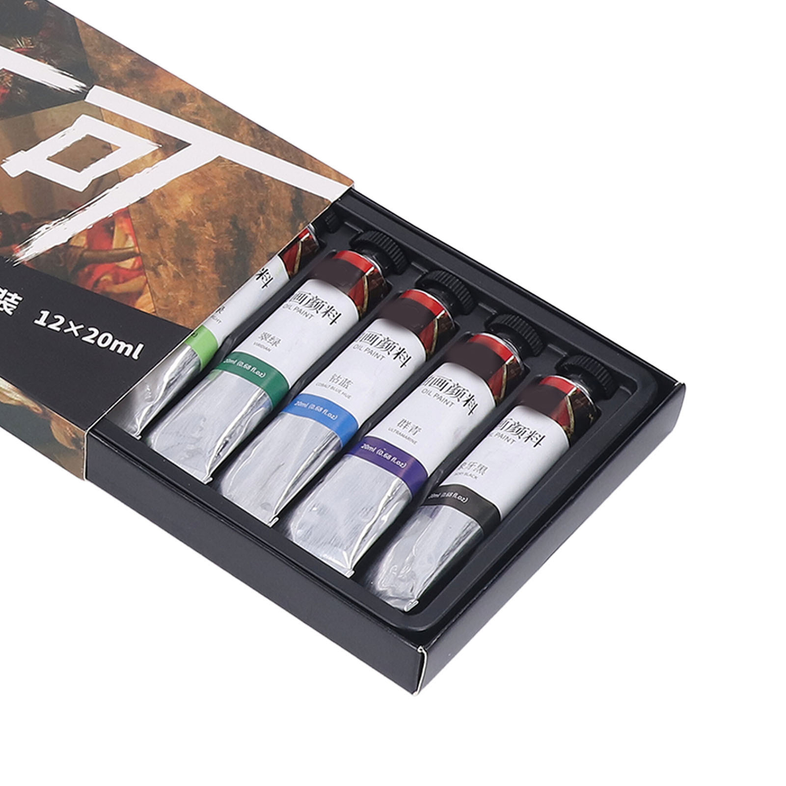 12x Oil Paint Set Rich Vibrant Colors Fadeless Safe Painting Pigment ...