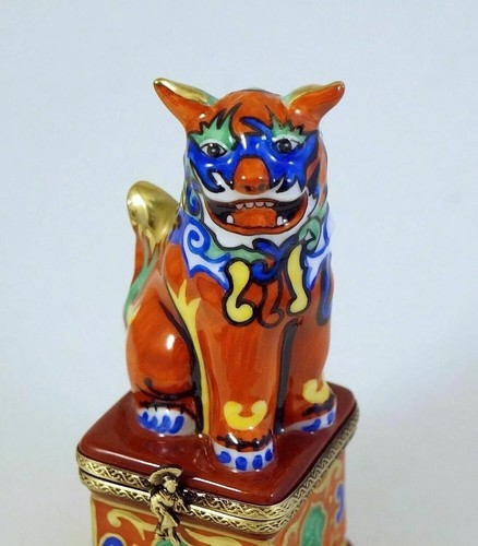 New French Limoges Trinket Box Chinese Foo Dog Guardian Lion Good ...