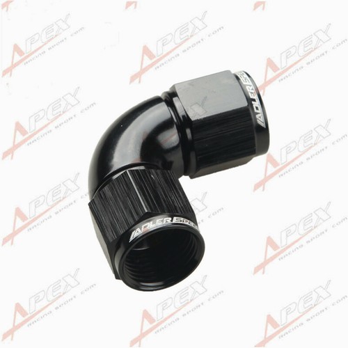 AN-8 AN8 To AN8 8AN 90 Degree Female To Female Full Flow Adapter Black ...