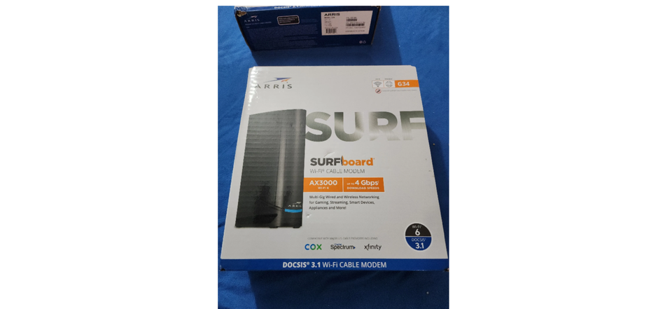ARRIS Surfboard G34 DOCSIS 3.1 Gigabit Cable Modem & AX3000 Wi-Fi 6 ...