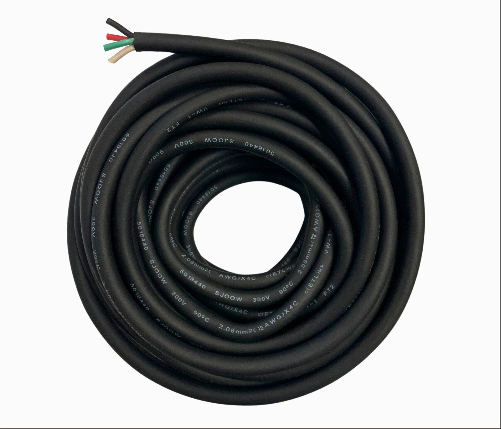 WindyNation 12/4 12 AWG 4 Conductor SJOOW Cable Cord Wire 300V Portable ...