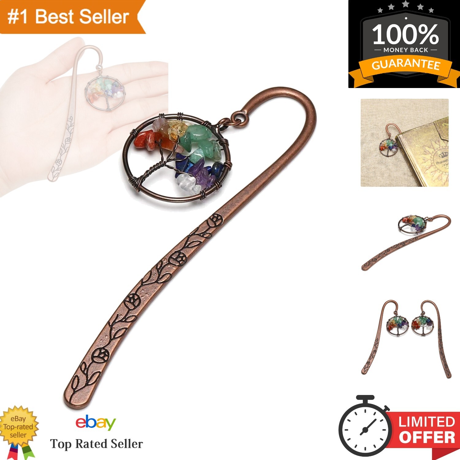 7 Chakra Tree of Life Gemstone Bookmark - Handmade Metal Bookmark for ...