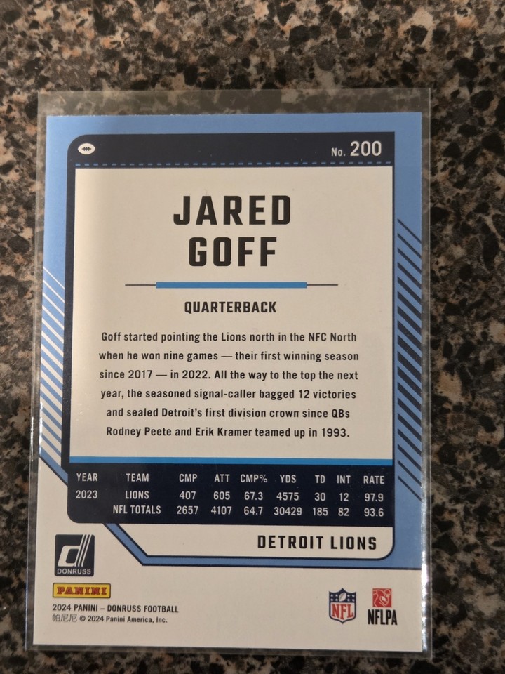 2024 Donruss Blue Press Proof #200 Jared Goff - EX/NM Condition | eBay