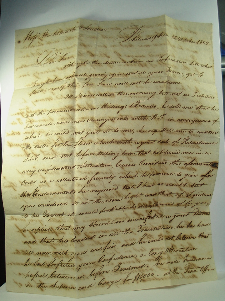 1802 BOLD CLAM SHELL Fancy NY Cancel Stampless Folded Letter Cover SHOW ...