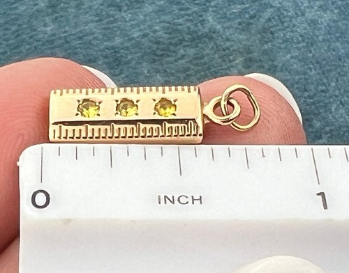 10k Gold RULER Pendant w Gypsy-Set Topaz. Crafter Builder. 3/4" | eBay