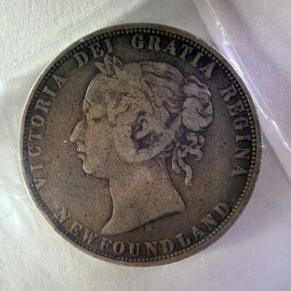 1872 - Newfoundland Canada 50 Cent Coin - .35 ASW Sterling Silver - 285 ...