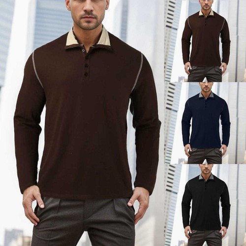 Plain Shirts Men Pack Male Autumn Fashion Simple Solid Color Top Half ...