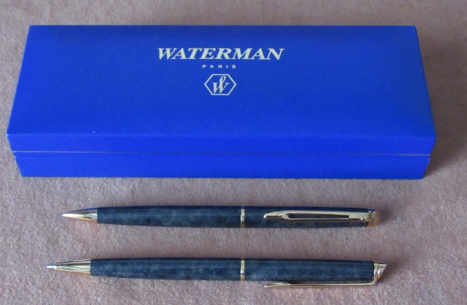 Waterman Paris Ballpoint Pen & Pencil Set Blue Case | eBay