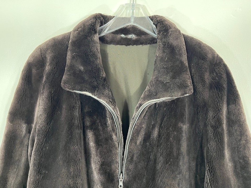 Sporty SHEARED BEAVER fur jacket Women's Large dark brown Outstanding ...