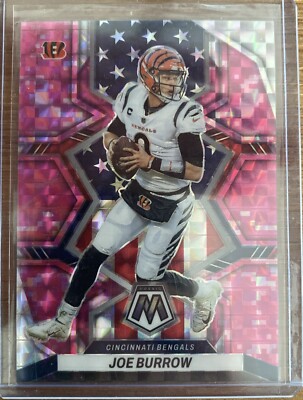Joe Burrow RARE AMERICAN FLAG Pink REFRACTOR PANINI MOSAIC PRIZM - Mint ...