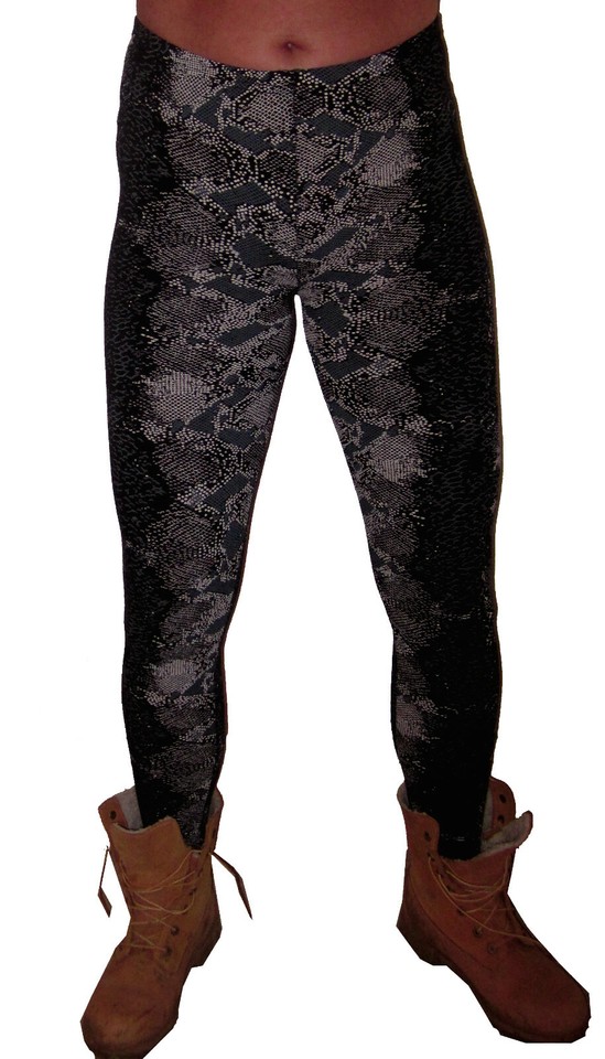 MENS TIGHT CLINGY CAMO DENIM LOOK ANIMAL SNAKE PRINT MEGGINGS PANTS XS ...