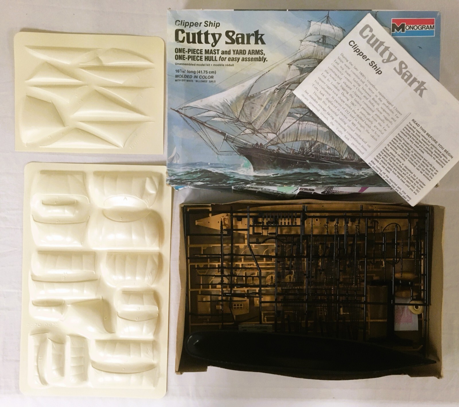 Vintage Plastic 1977 Monogram Cutty Sark Clipper Ship Model Kit 3500 ...