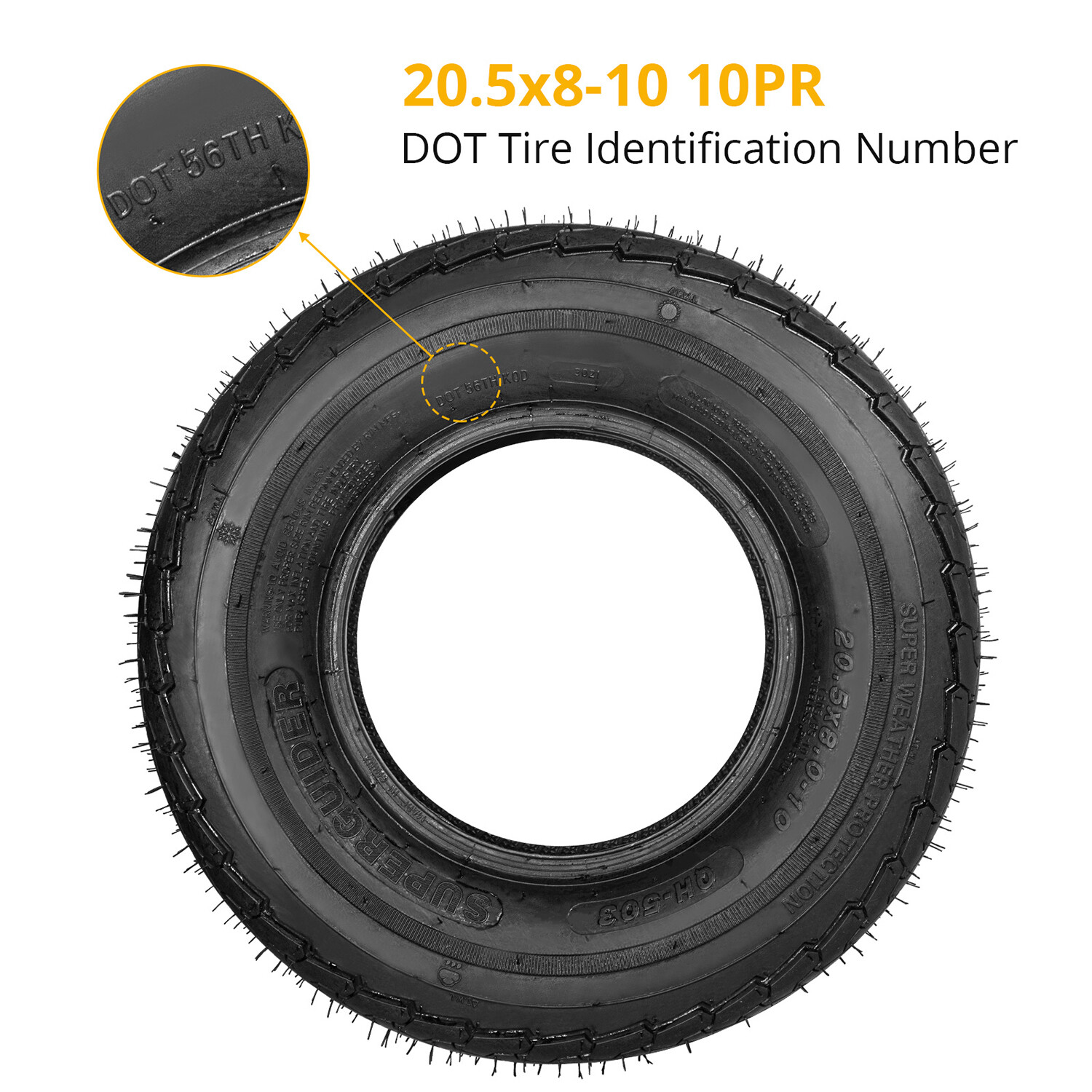 2 New 20.5x8-10 20.5x8.0-10 20.5x8x10 Heavy Duty Trailer Tires 10PR ...