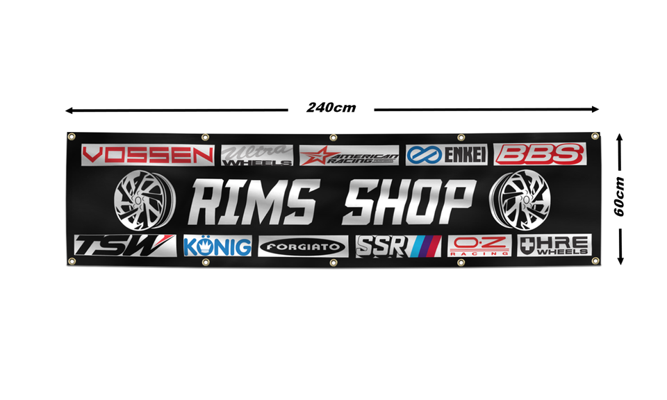 Rims Shop Banner Flag 2X8Ft Bbs Enkei Ssr Konig Whleels Service Garage ...