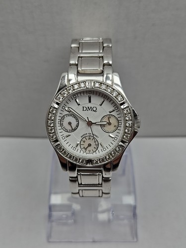 Women’s DMQ Dress Watch Silver Tone Crystal Bezel Multifunction Dial ...