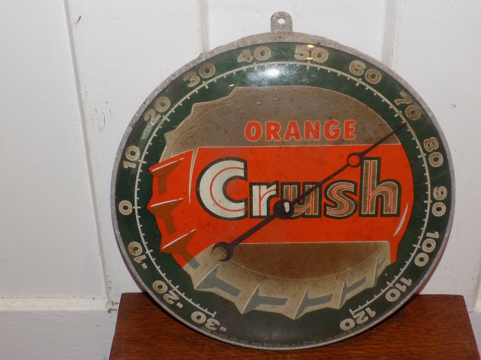Vintage 1958 Orange Crush Pam Clock Co. Thermometer | eBay
